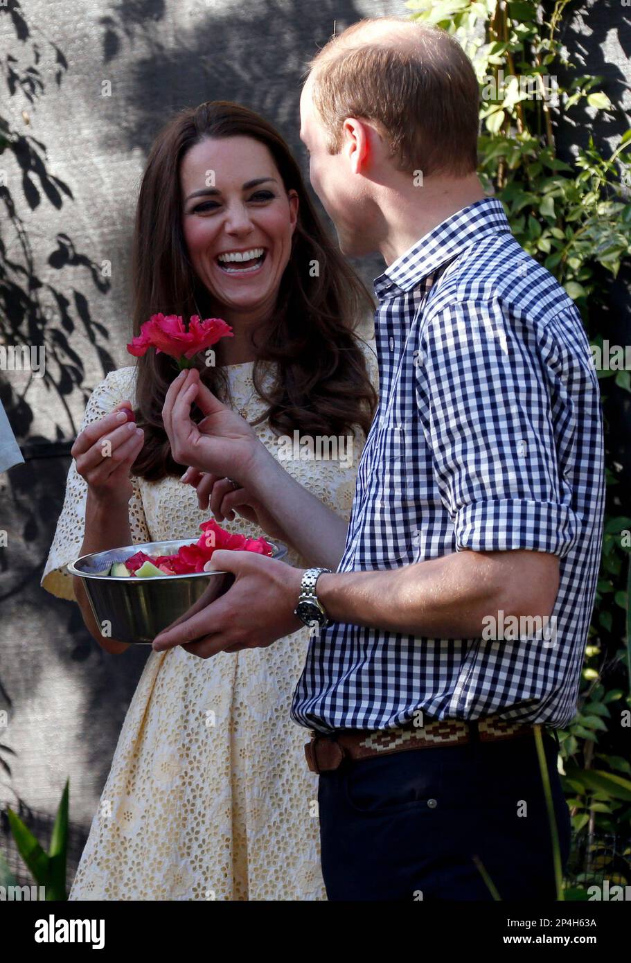 Britain's Prince William offers his wife Kate, the Duchess of Cambridge ...