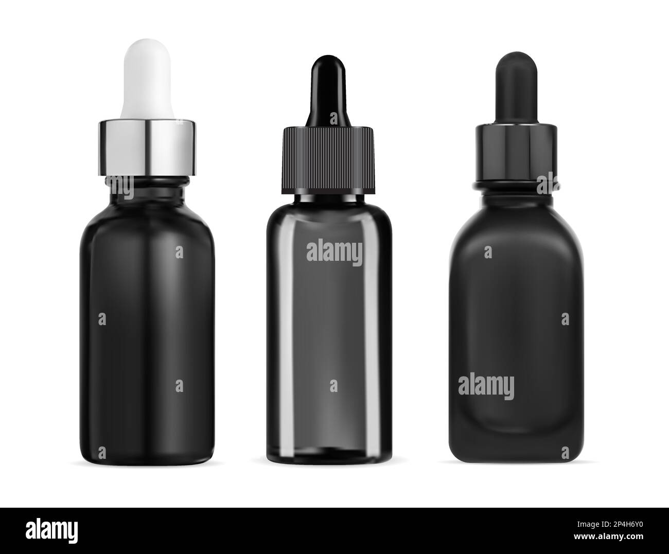 Black glass serum dropper bottle. Cosmetic oil pipette drop container ...