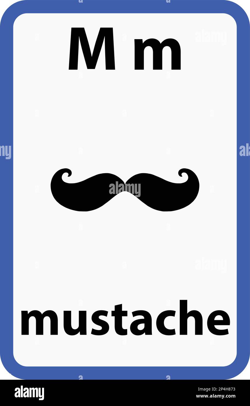 Alphabet flashcard for children with the letter m from mustache Stock ...