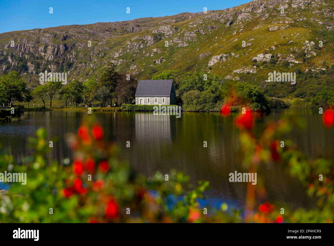 Church among water in Ireland Stock Photo - Alamy