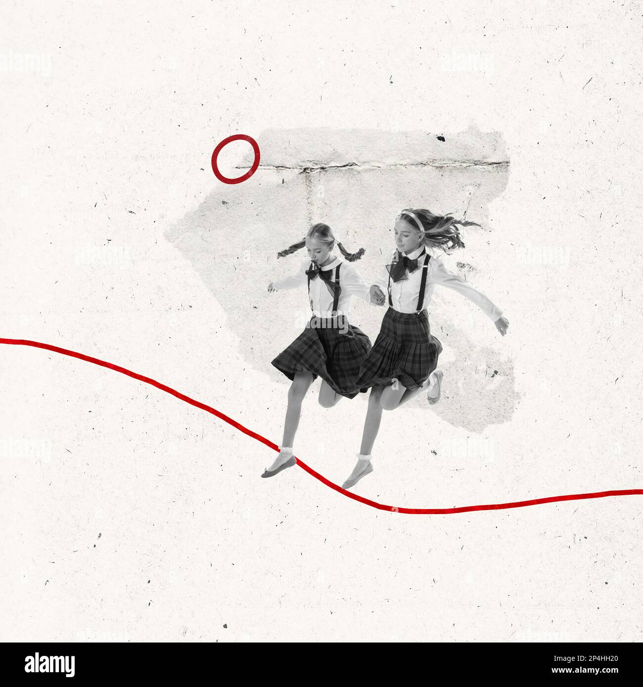 Two happy girls running. Concept of human emotions, psychology, mental ...