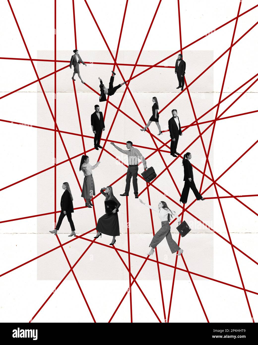 Modern busy life of people. Men and women moving in different ...