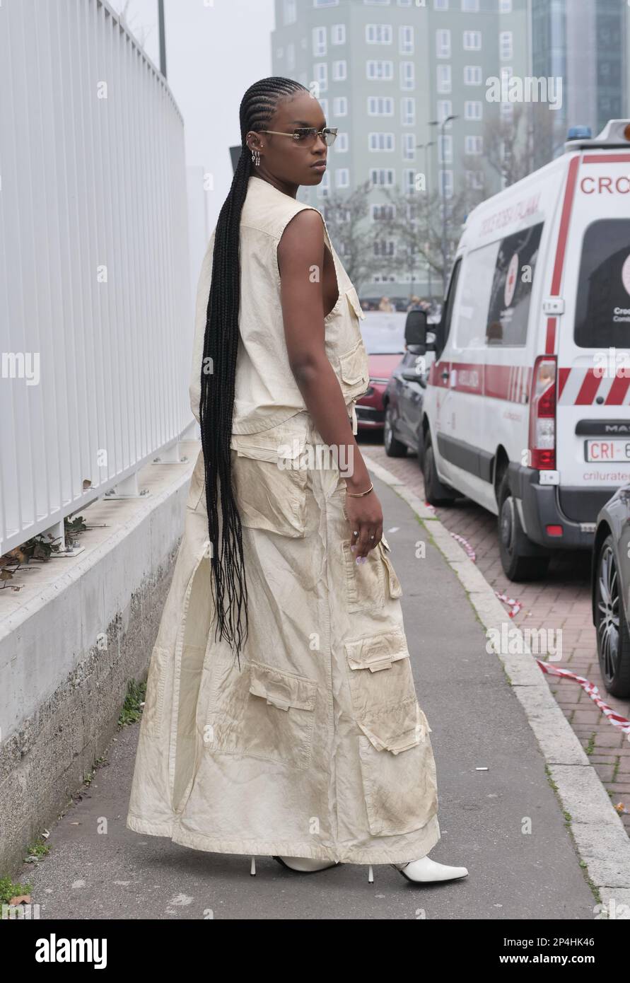 Didi Stone posing for photographers before Diesel fashion show during ...