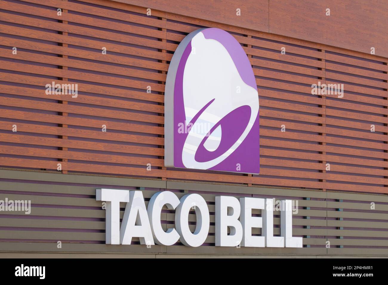 Finestrat, Spain - March 2, 2023: Taco Bell logo on Taco Bell ...