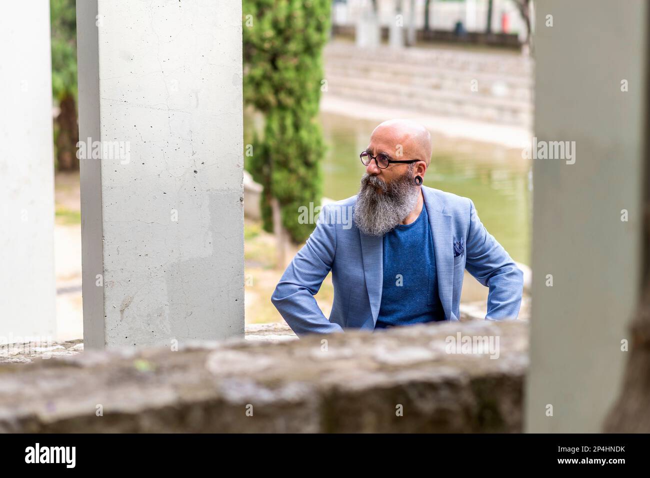 Bearded man in blue hat hi-res stock photography and images - Alamy