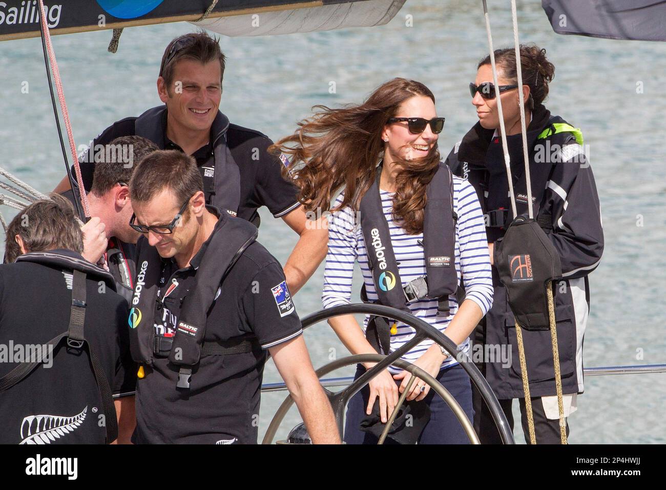 Britain's Kate, the Duchess of Cambridge, prepares to go match-race ...