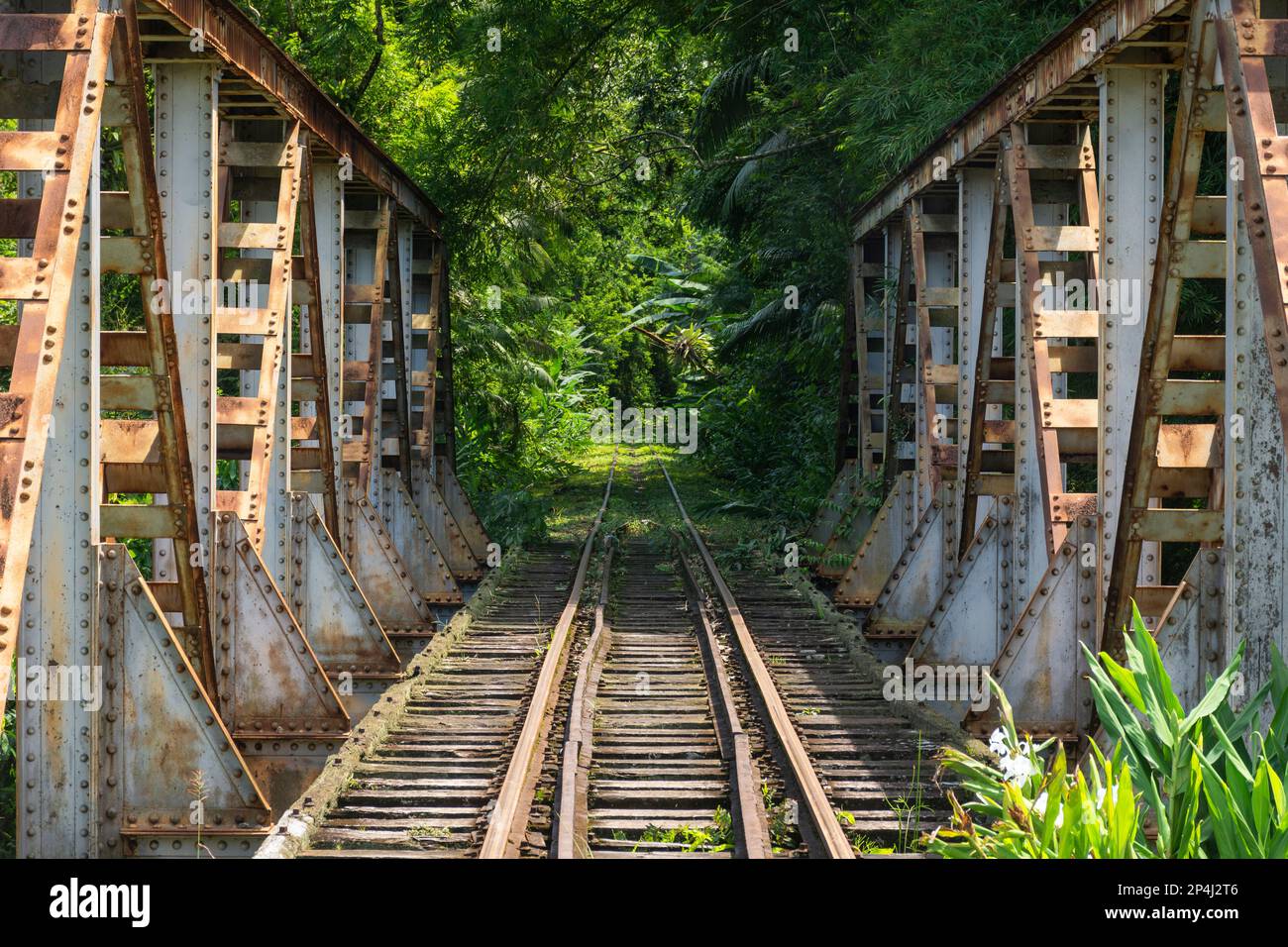 Beautiful view to old historic iron railroad tracks and bridge Stock ...