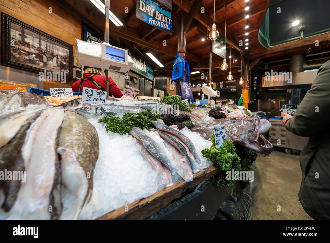 Cornish Day Boat sea and shell fish, Borough Market, London Stock Photo ...