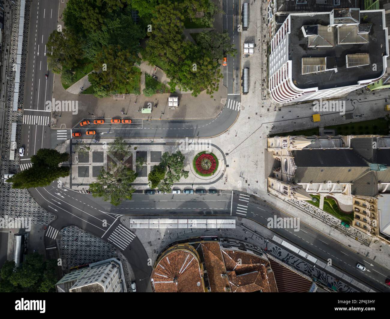 Beautiful aerial top down view to historic downtown city square Stock ...
