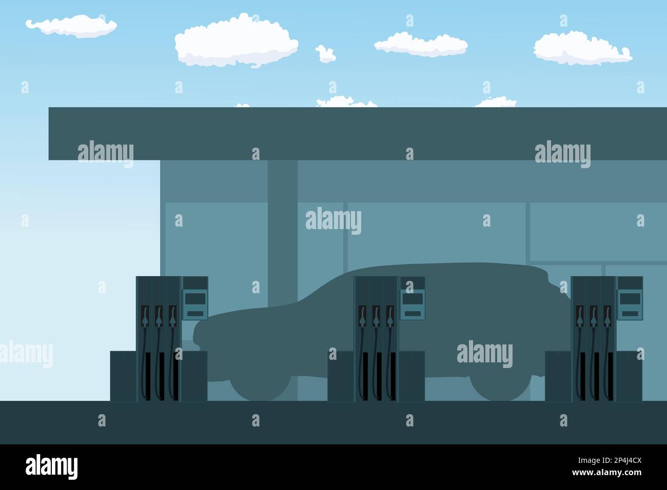 Generic gas station and fuel pumps silhouette. Vector petrol station ...