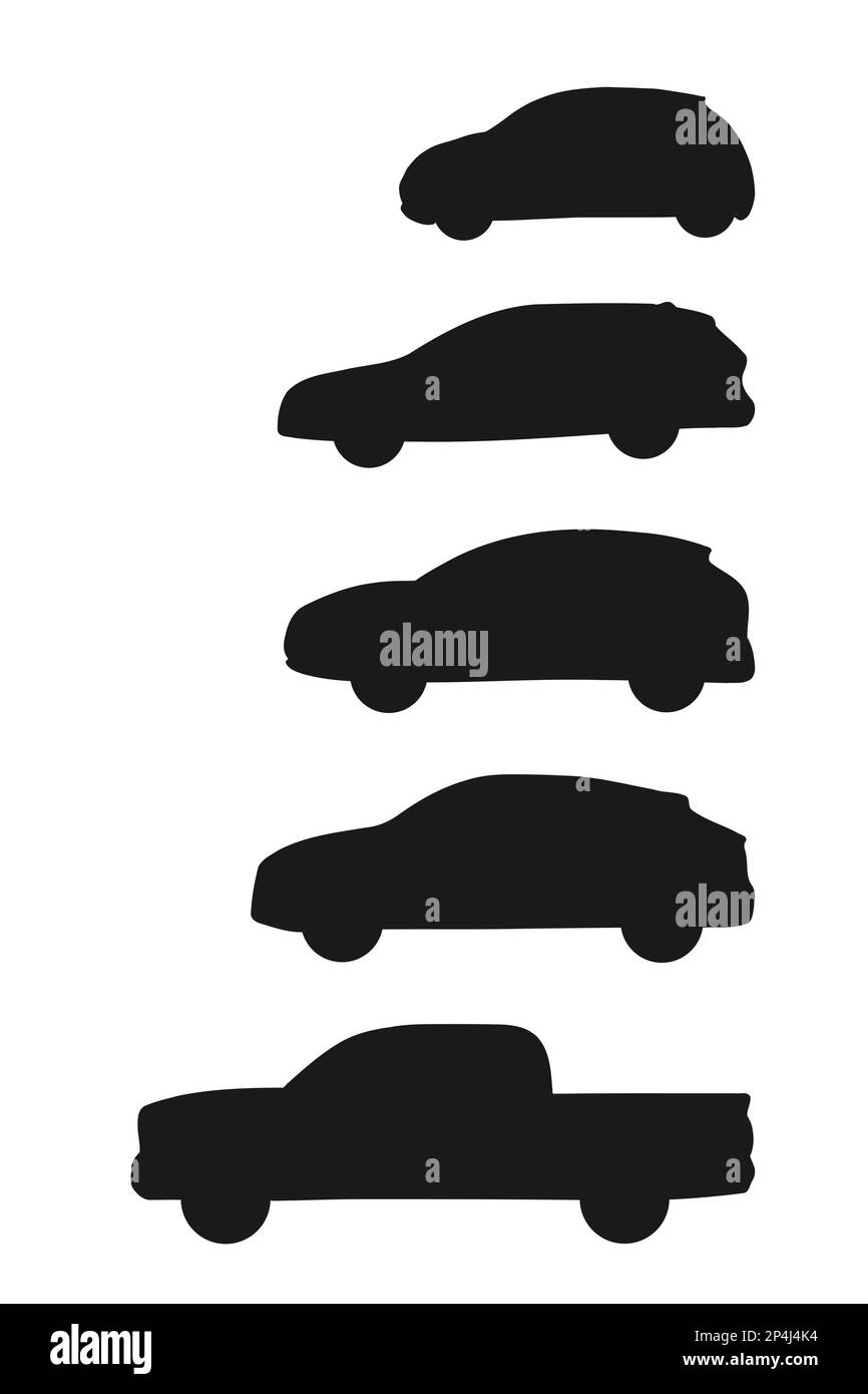 Car silhouette vector set. Generic isolated car silhouettes Stock ...