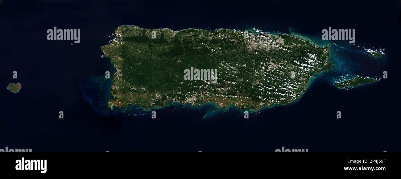 Puerto Rico in the Caribbean Sea seen from space - contains modified ...