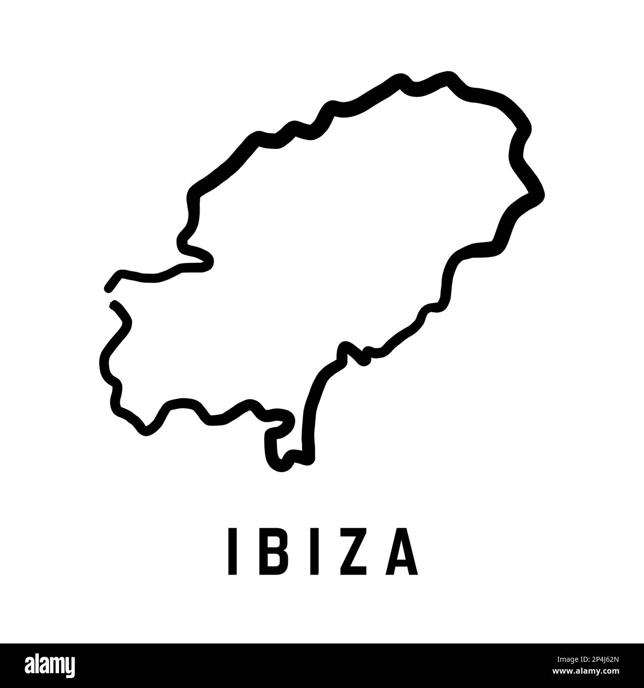 Ibiza island map simple outline. Vector hand drawn simplified style map ...