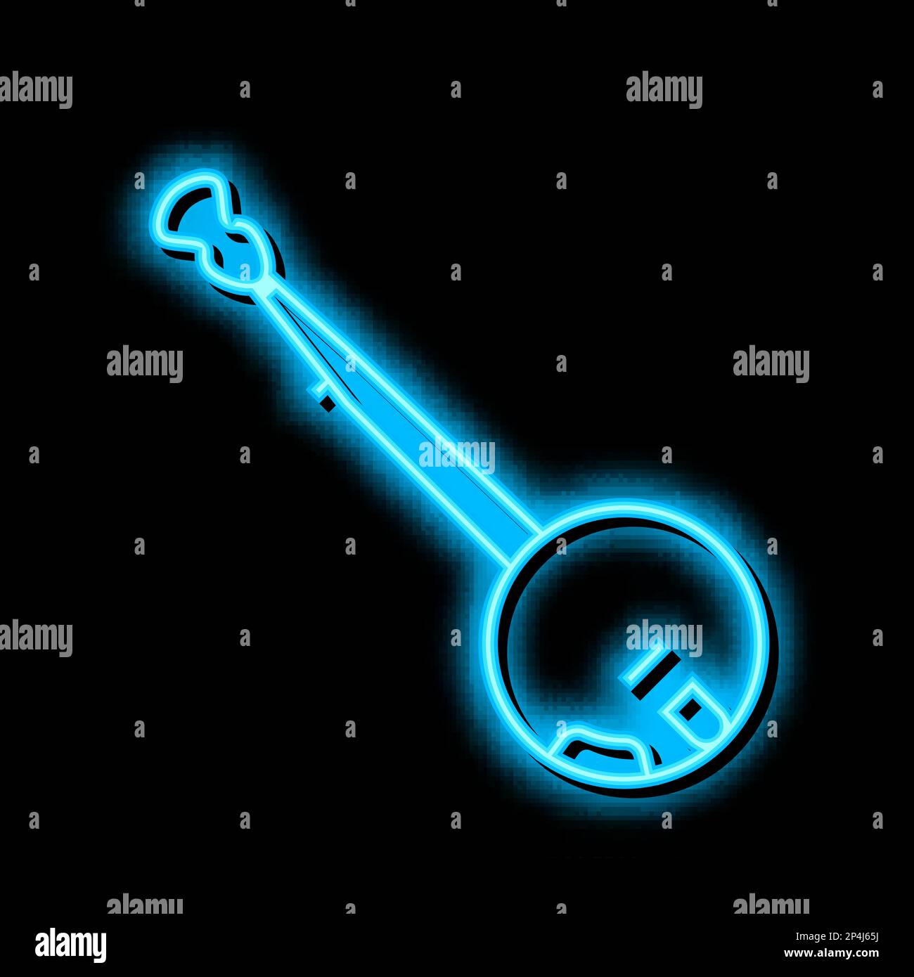 banjo stringed musician instrument neon glow icon illustration Stock ...