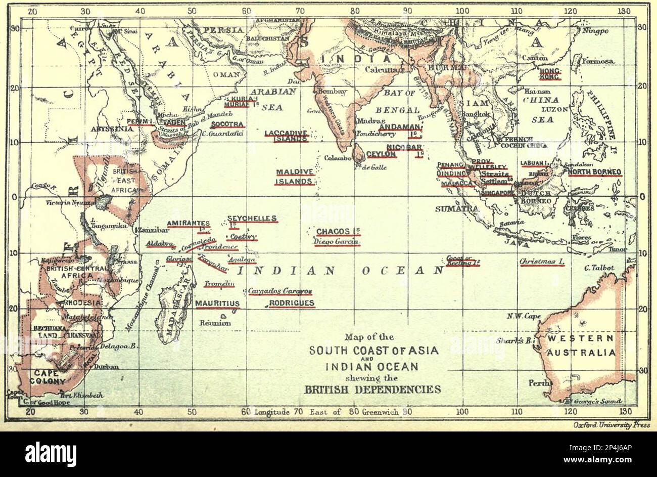 Indian ocean old antique map hi-res stock photography and images - Alamy