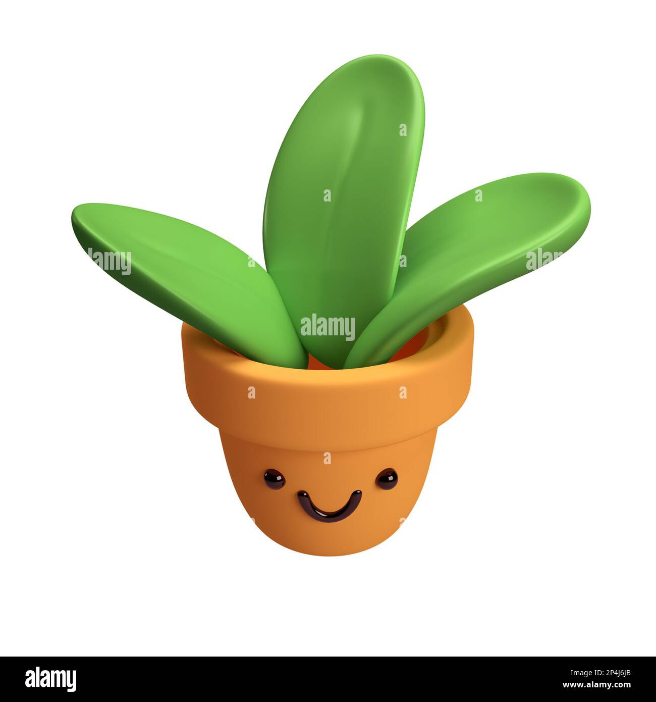 plant with green leaves in pot. Gardening Flower concept. 3d icon ...