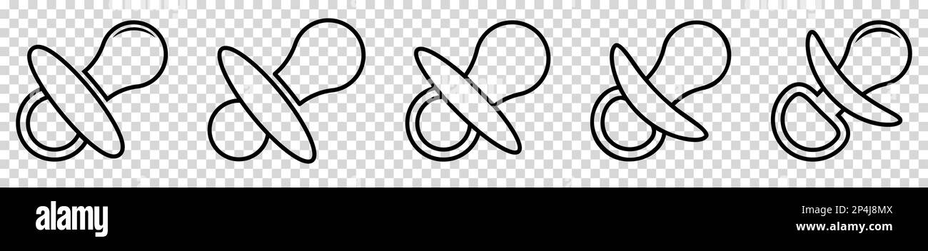 Baby pacifier line icons. Vector illustration isolated on transparent ...