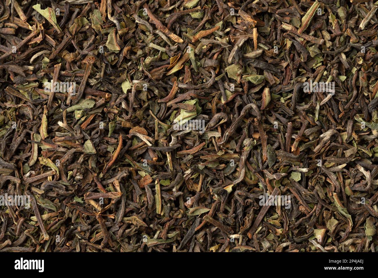 Organic Nepal Oolong Jun Chiyabari dried tea leaves full frame close up ...