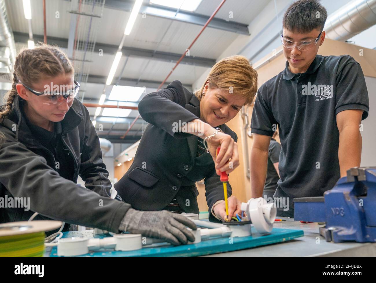 First Minister Nicola Sturgeon meeting with some young apprentices as ...