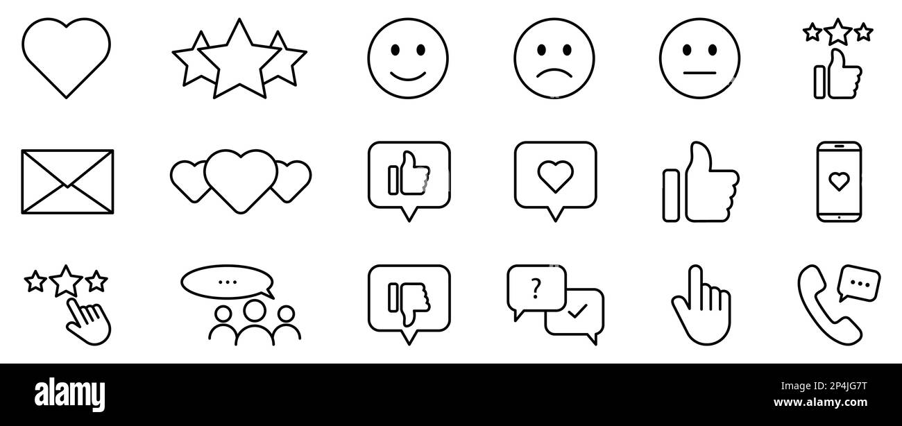 Feedback line icons set. Symbol for website design, logo, app, UI ...