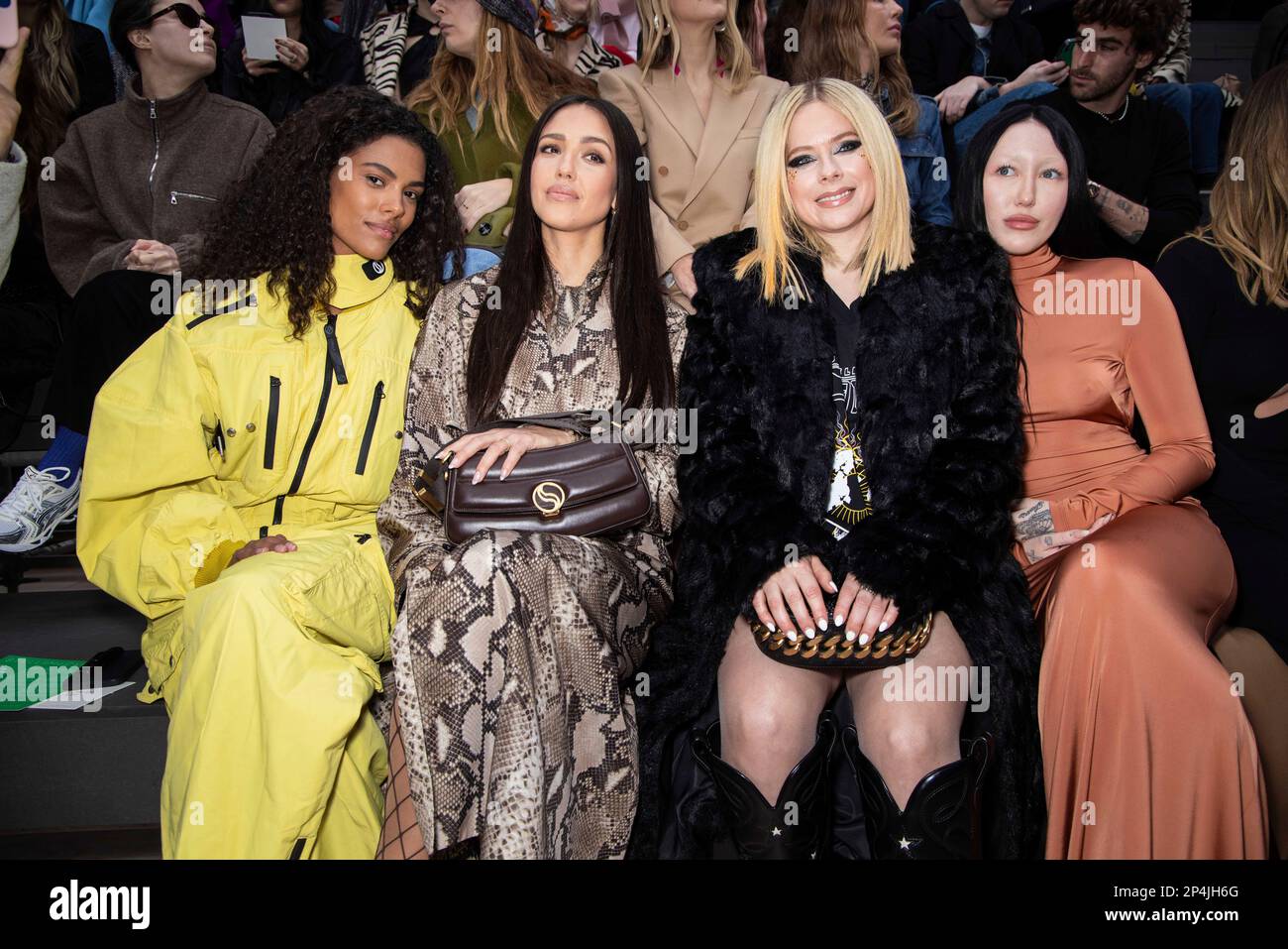 Tina Kunakey, from left, Jessica Alba, Avril Lavigne and Noah Cyrus ...