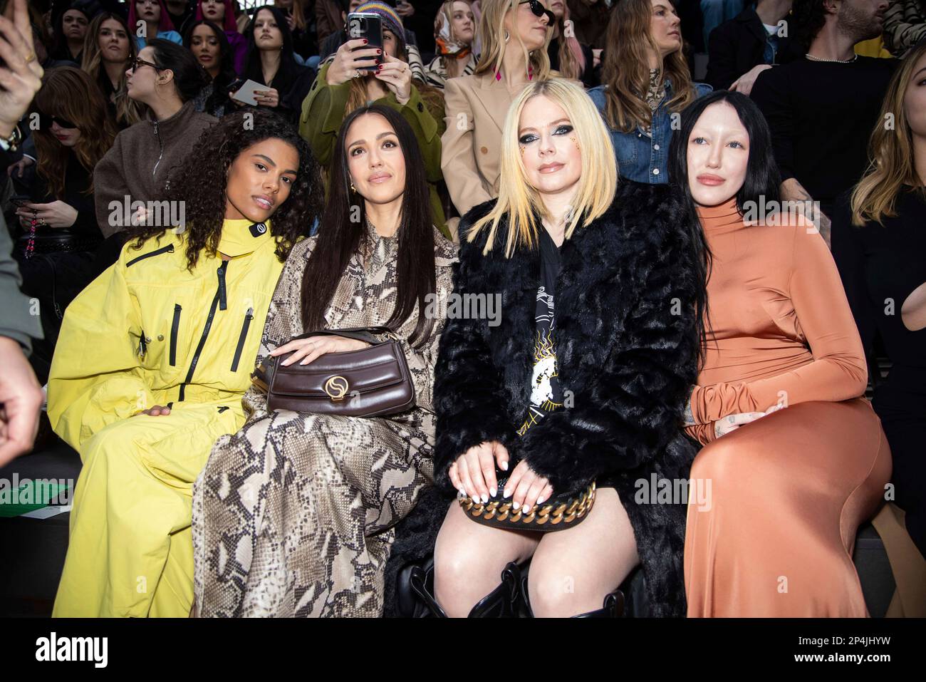 Tina Kunakey, from left, Jessica Alba, Avril Lavigne and Noah Cyrus ...