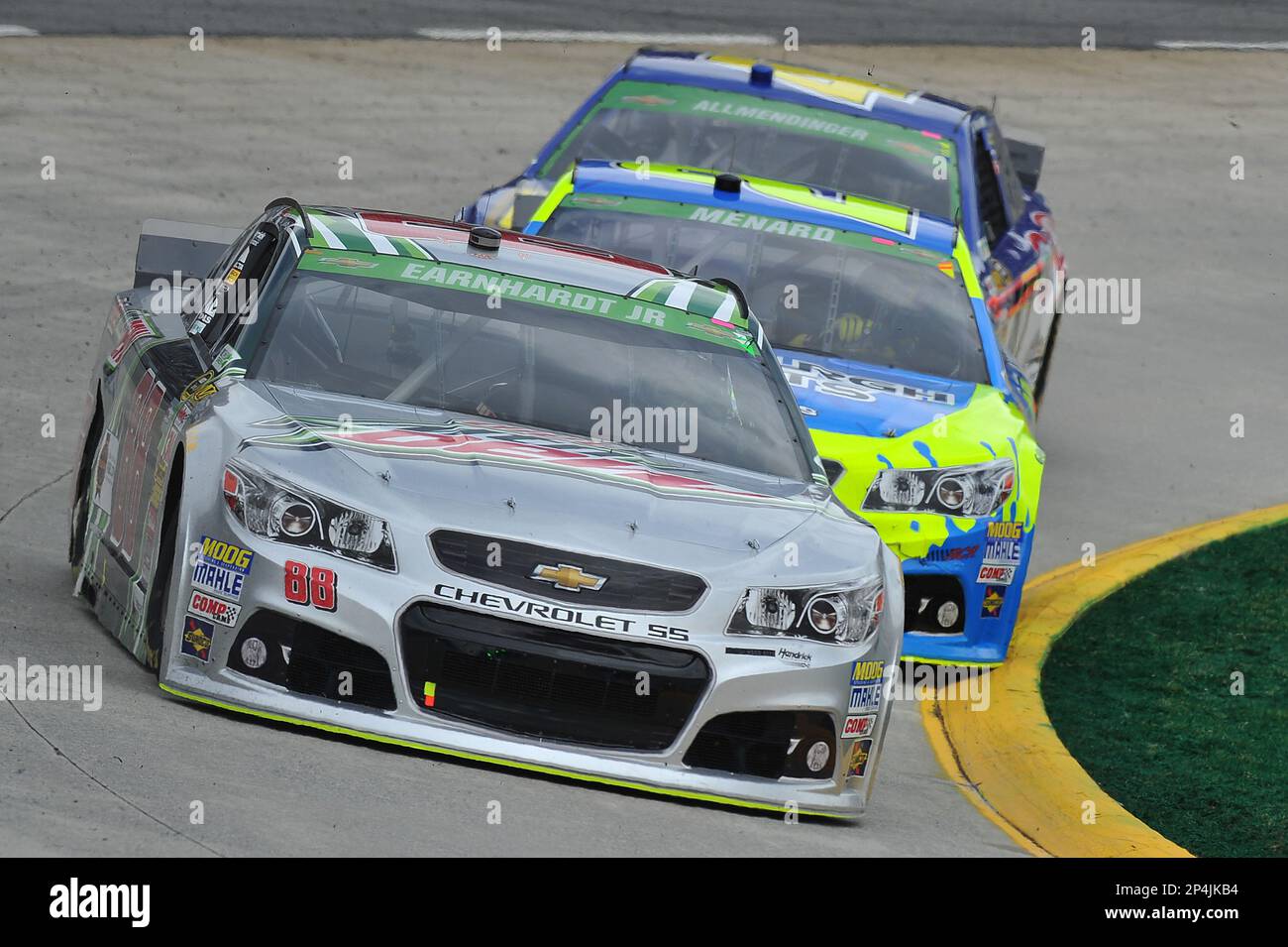 Dale Earnhardt Jr leads Paul Menard and AJ Allmendinger during the ...