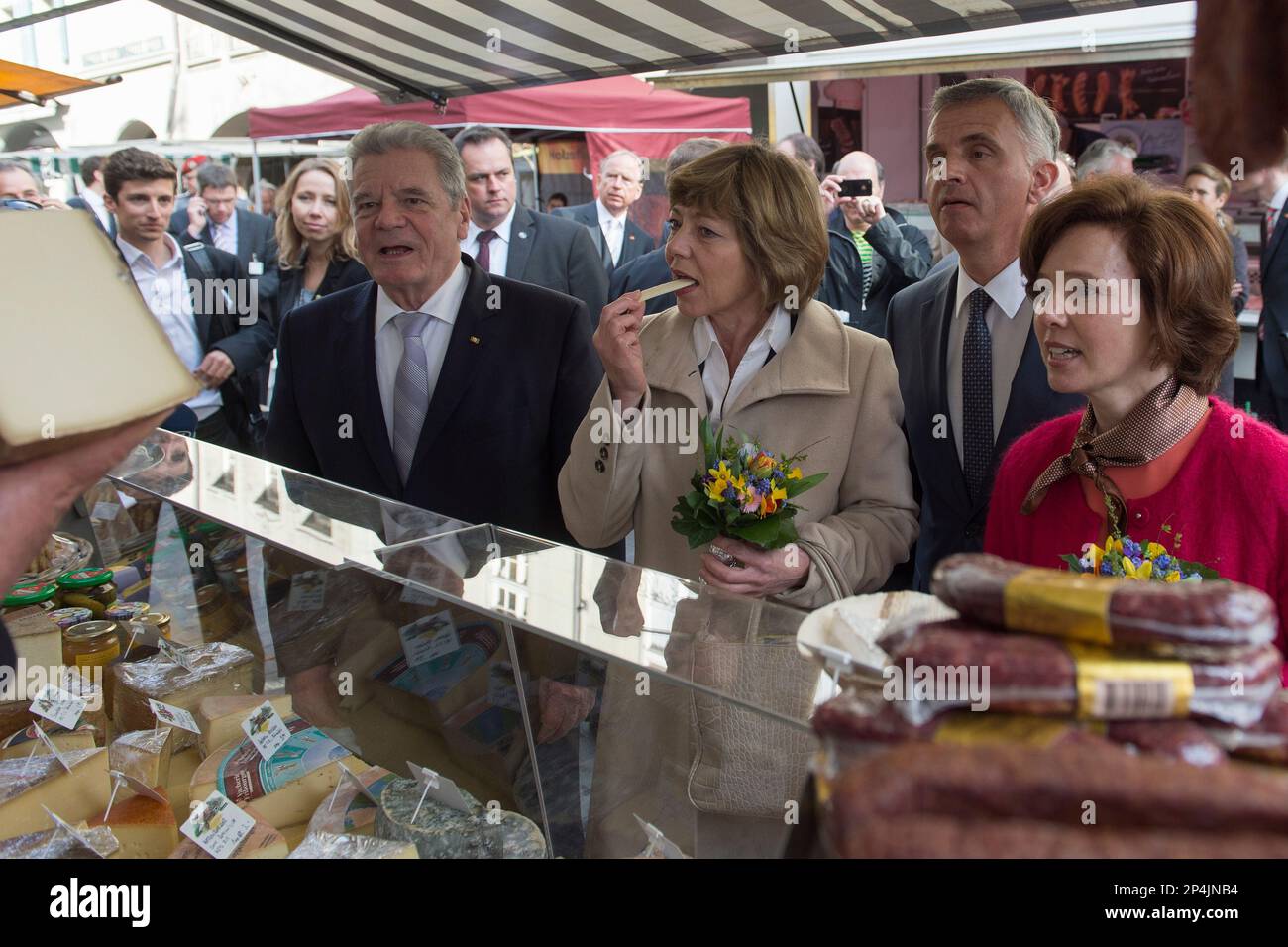 Swiss Federal President Didier Burkhalter, 2nd right, and his Wife ...