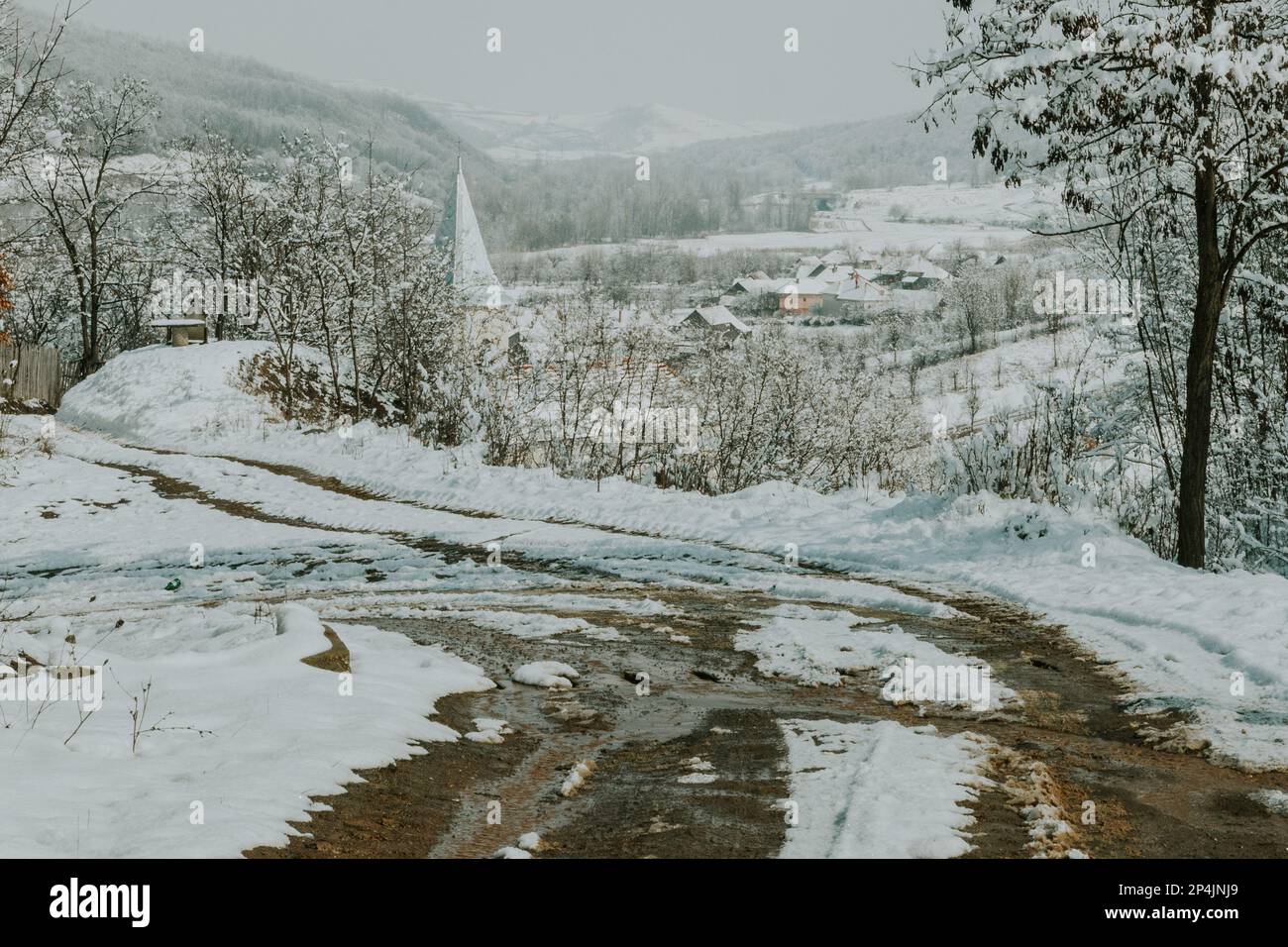 Winter wonderland in a rural village Stock Photo - Alamy