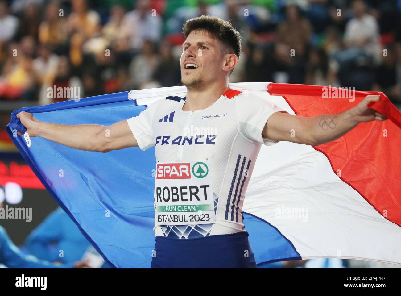 Benjamin Robert of France, 800 m Men Final during the European Athletics Indoor Championships ...