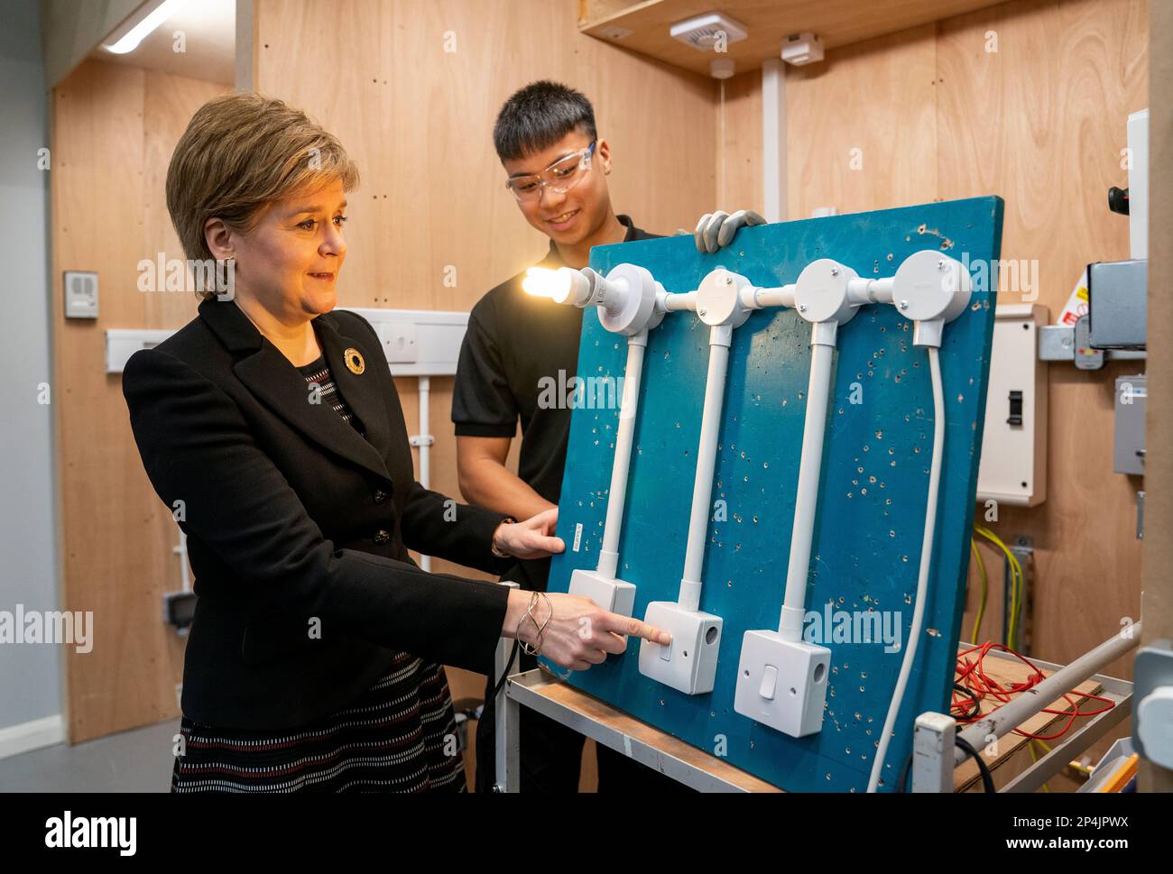 First Minister Nicola Sturgeon meeting with some young apprentices as ...