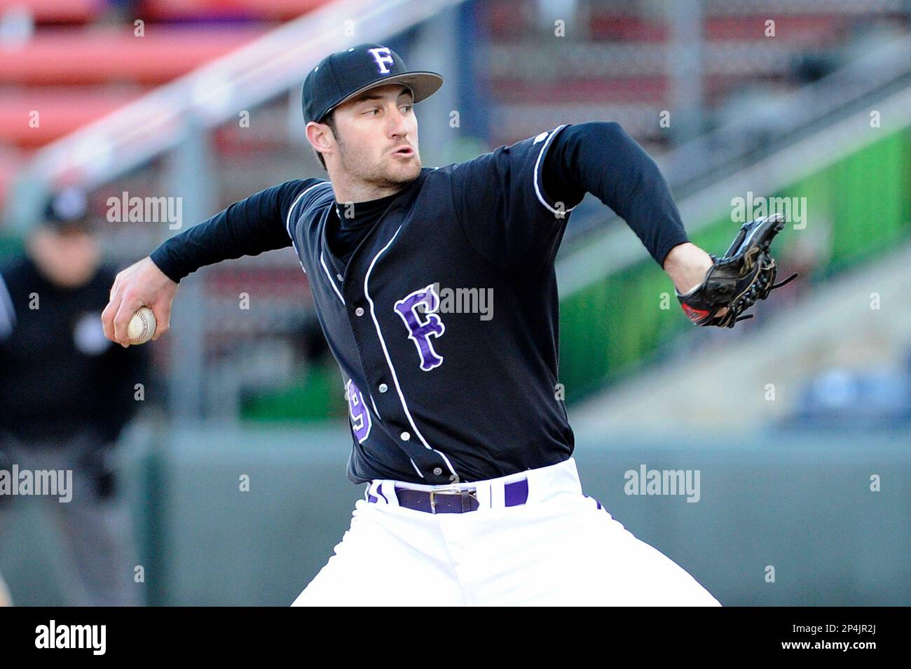 Pitcher Alex Abrams (9) of the Furman University Paladins in a game ...