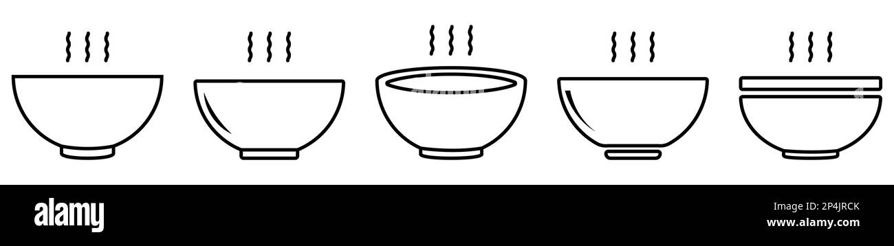 Set of bowl line icons. Vector illustration isolated on white ...