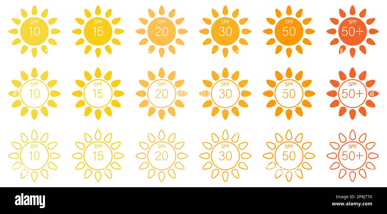 Spf Sun Protection Factor Icons Vector Illustration Stock Vector Image