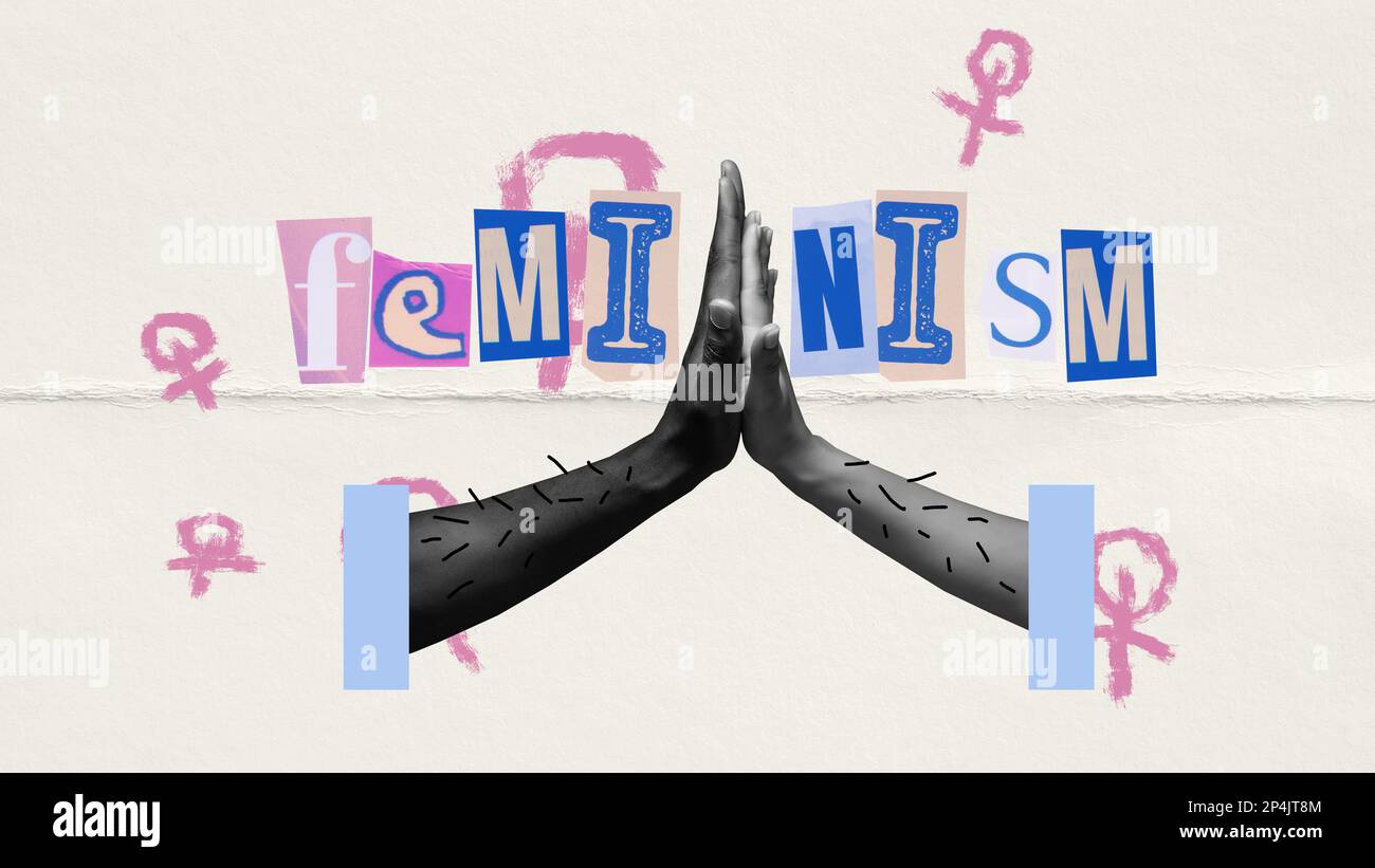 Conceptual contemporary art collage with human hands over light ...