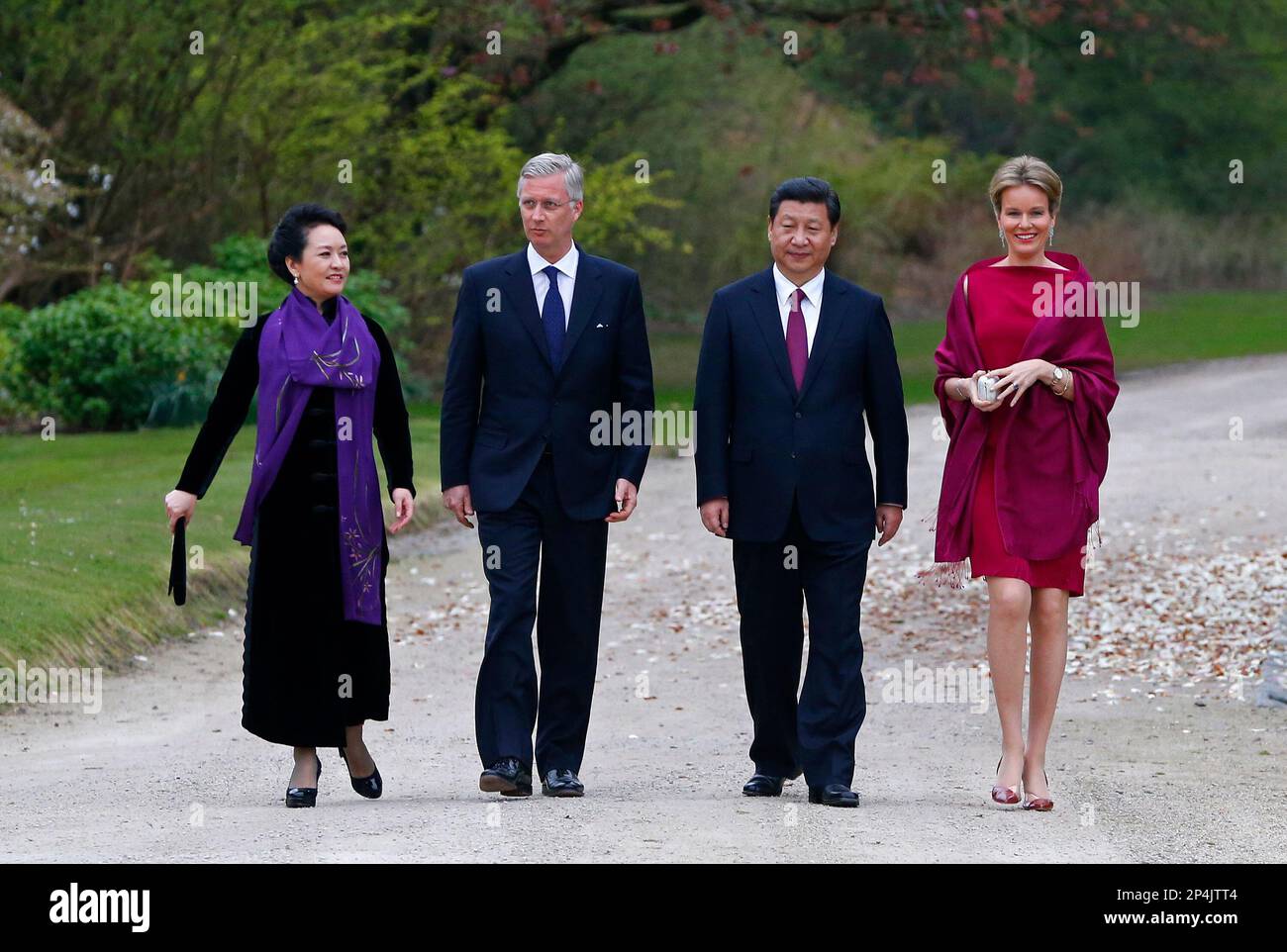 From right, Belgium's Queen Mathilde, China's President Xi Jinping ...