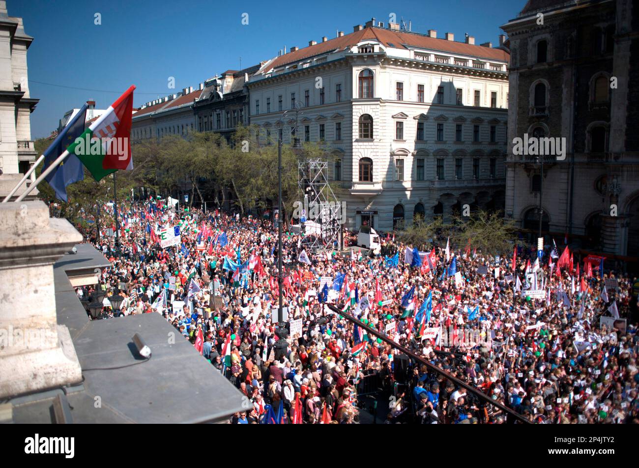 Supporters of the oppositional five-party coalition attend the election ...