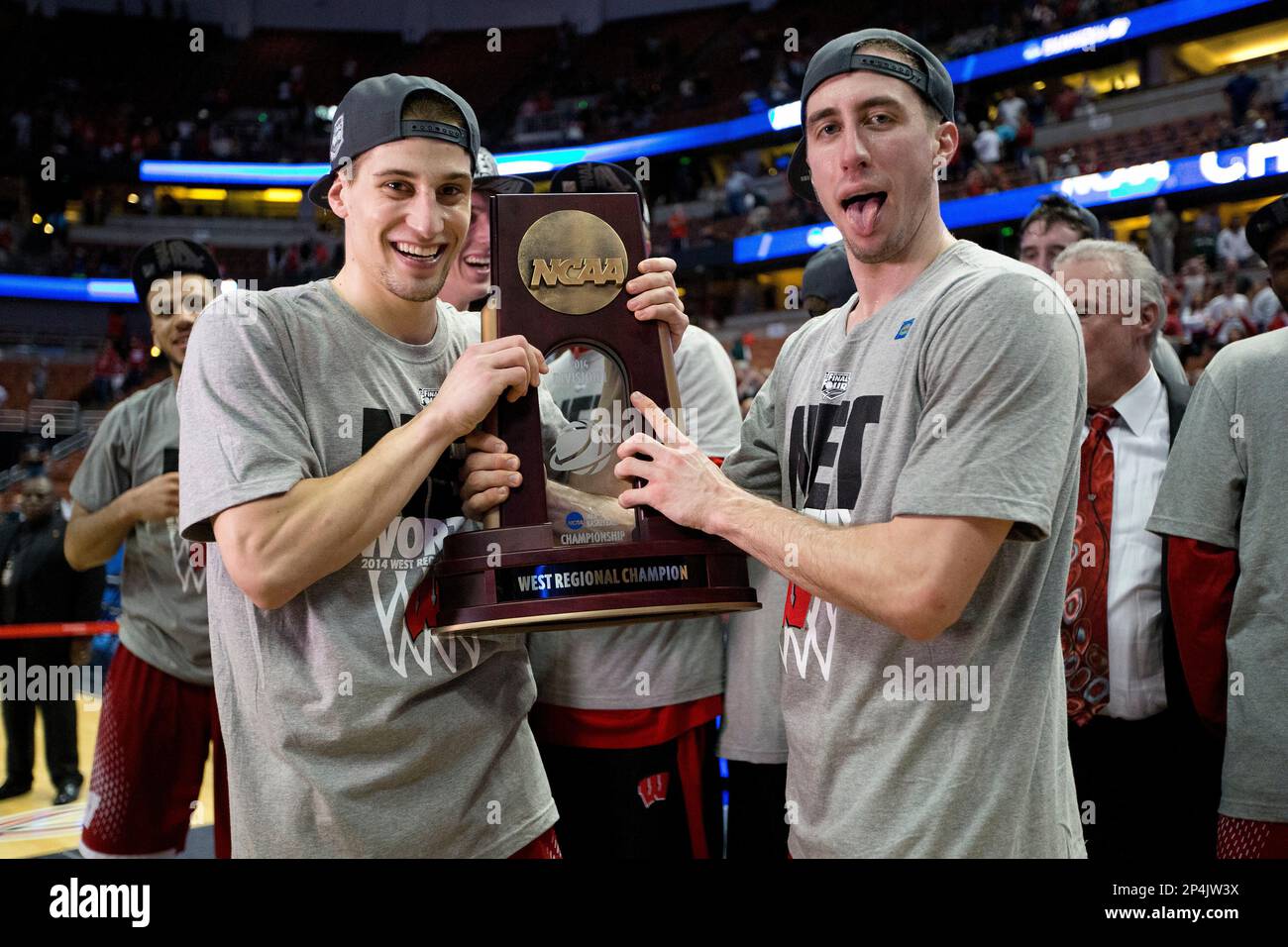 Wisconsin Badgers Ben Brust (left) and Josh Gasser celebrate with the ...