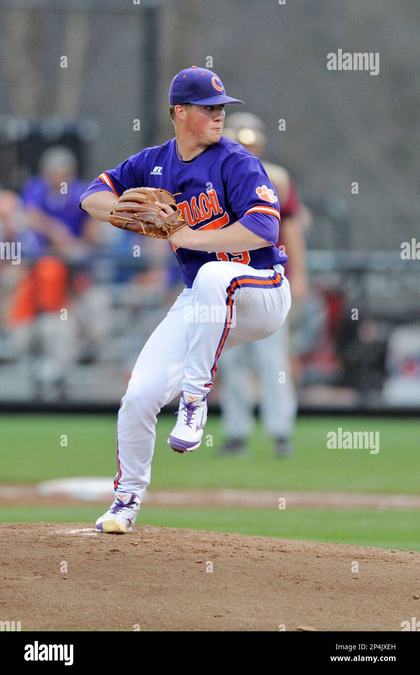 Clemson Tigers starting pitcher Jake Long #39 delivers a pitch during a ...