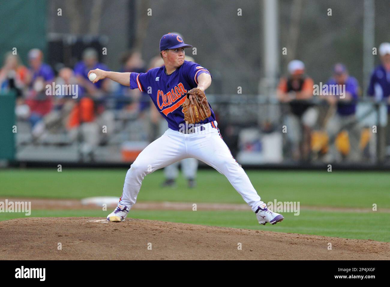 Clemson Tigers starting pitcher Jake Long #39 delivers a pitch during a ...