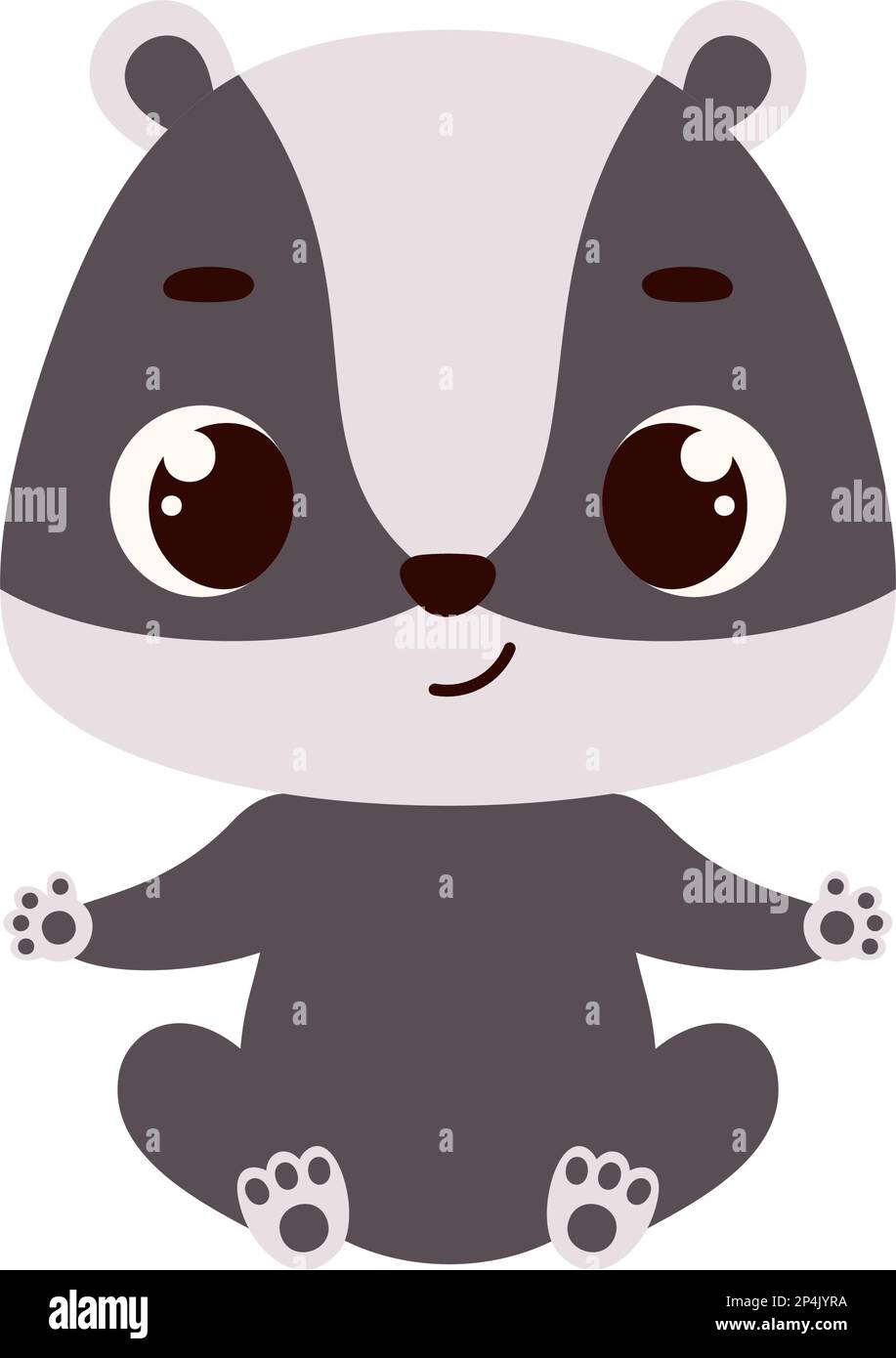 Cute little sitting badger. Cartoon animal character for kids cards ...