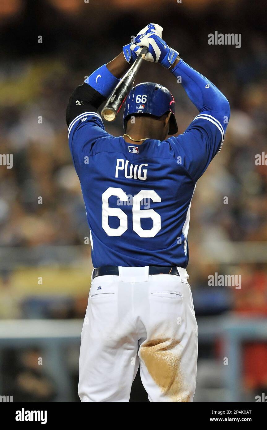 March 27, 2014 Los Angeles, CA.Los Angeles Dodgers right fielder Yasiel ...