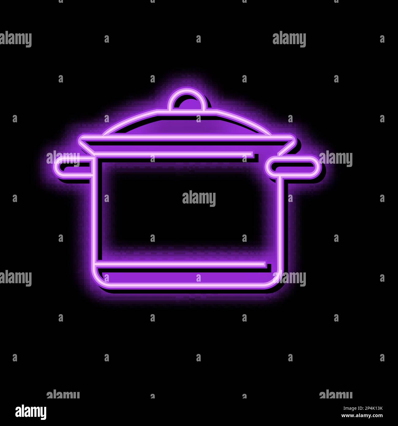 kitchen pot cooking neon glow icon illustration Stock Vector Image ...