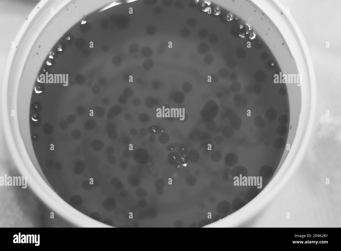 A Middle School Science Experiment With A Bowl Full Of Globs And Blobs In A Black And White