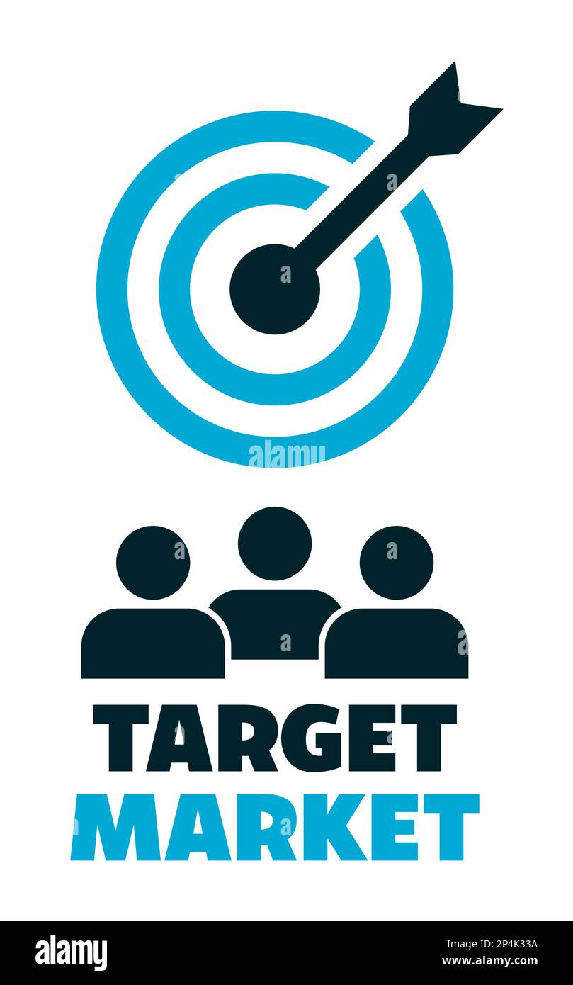Target market icon. Aim and arrow with group of people. Marketing ...