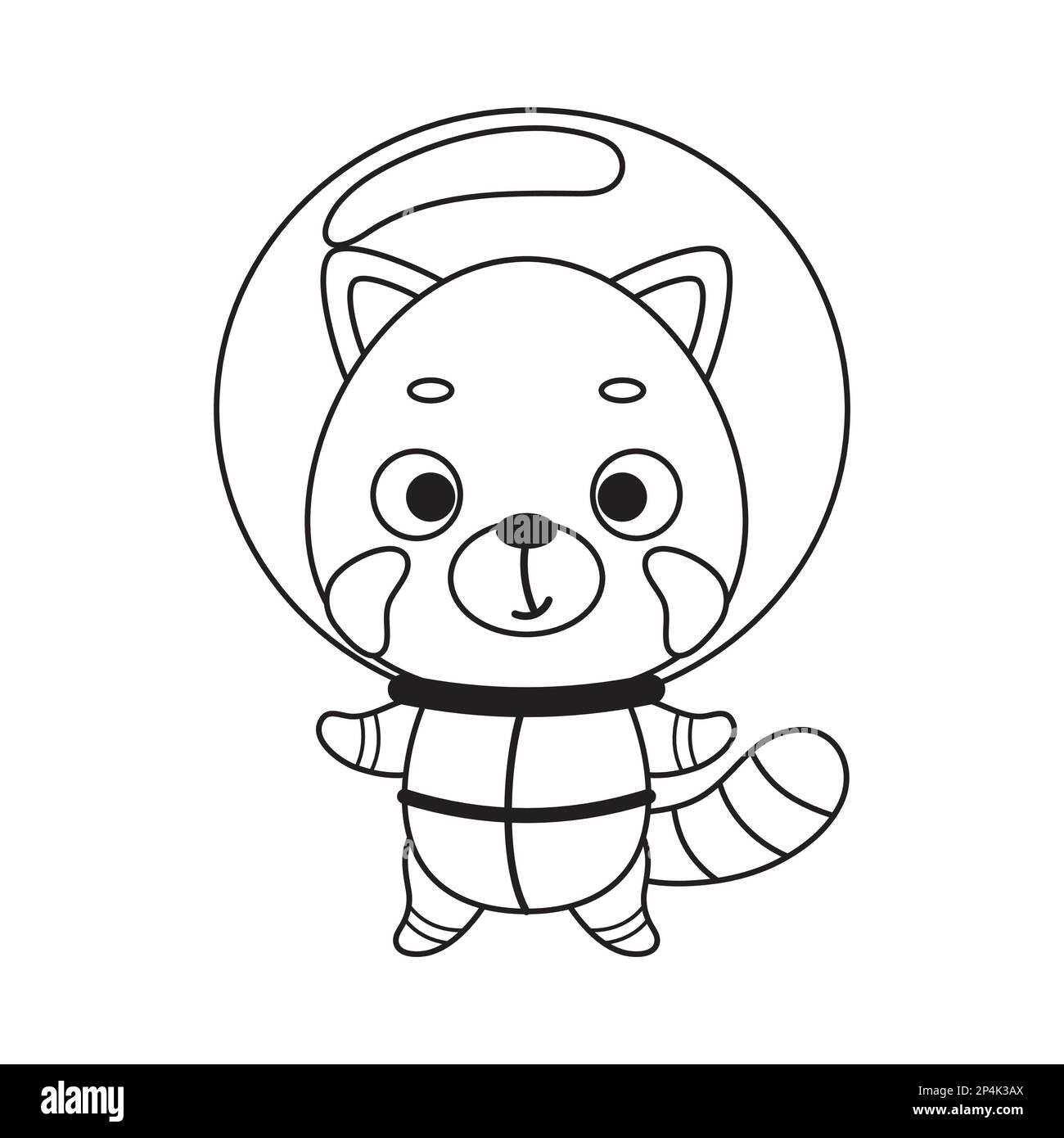 Coloring page cute little spaceman red panda. Coloring book for kids ...