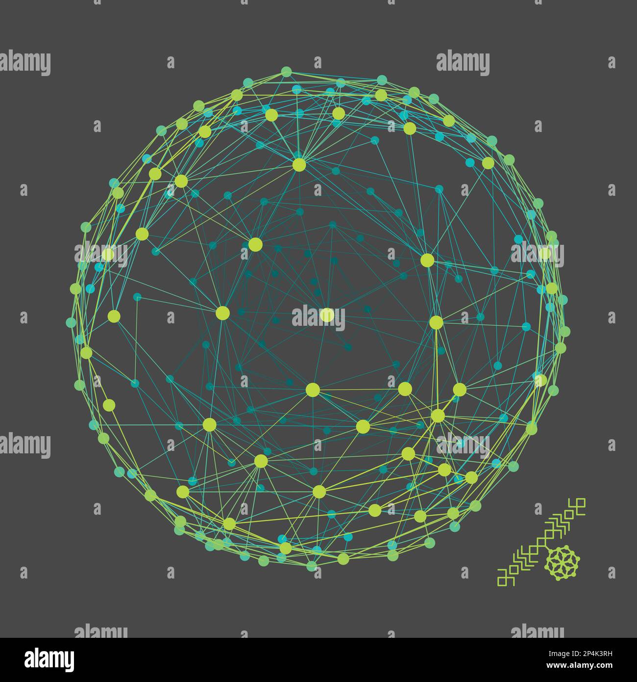 Sphere with Connected Lines and Dots. Global Digital Connections. Globe ...