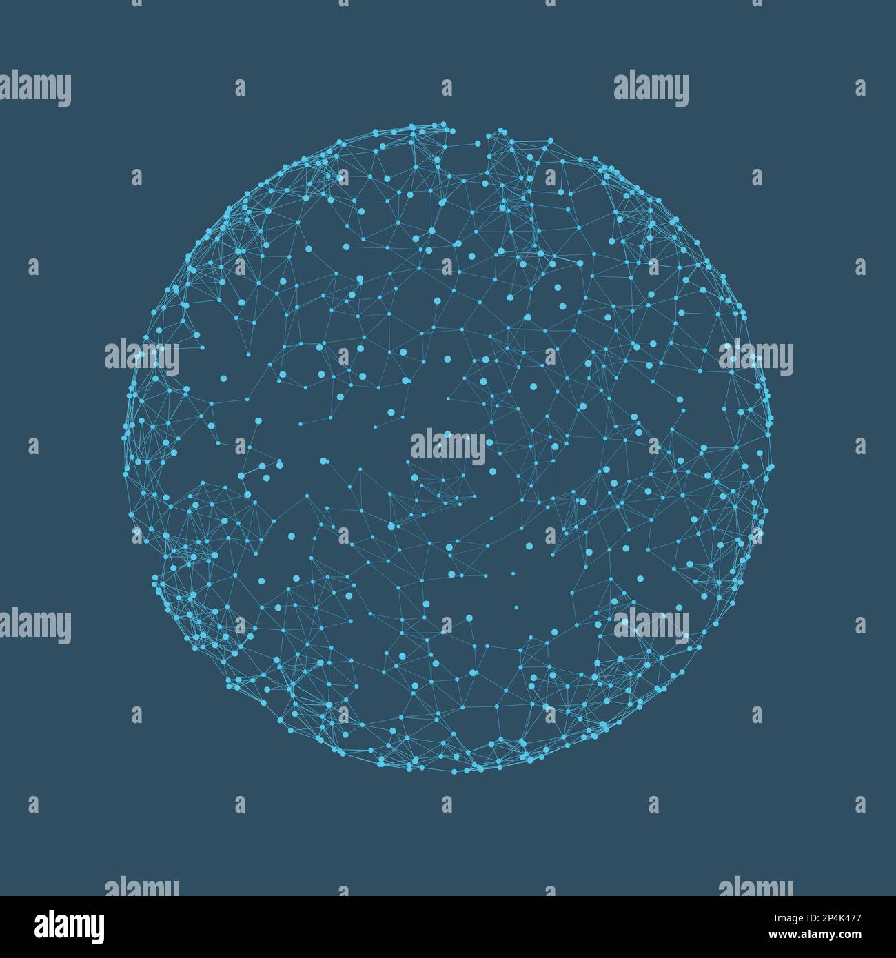 Sphere with Connected Lines and Dots. Global Digital Connections. Globe Grid. Wireframe ...