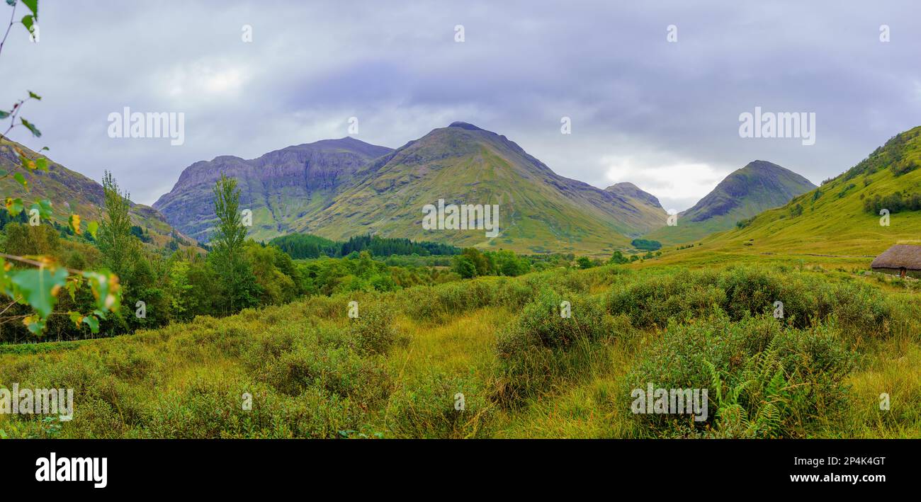 Panoramic view of the landscape of Glencoe valley, in the West ...