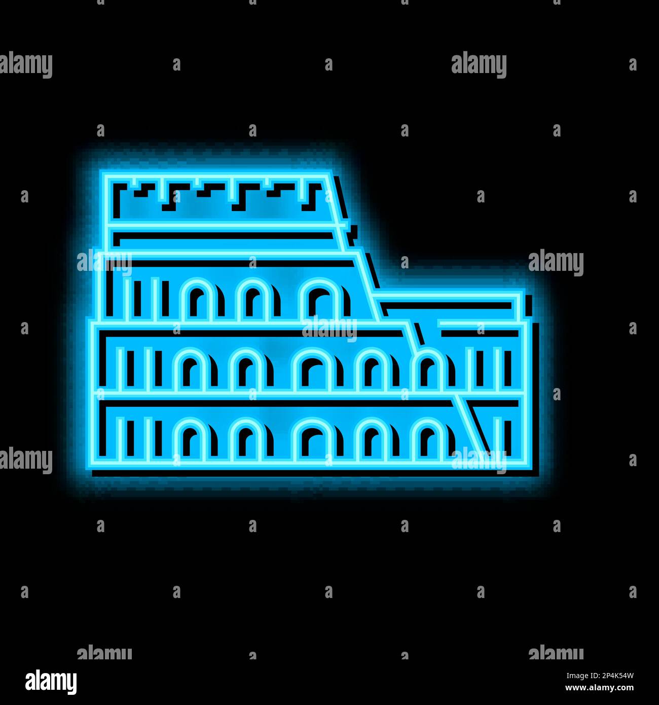 coliseum arena ancient rome building neon glow icon illustration Stock ...